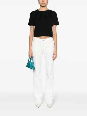 Blumarine Slim-leg Trousers With Raw-cut Detailing