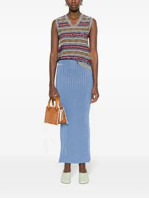 Marni Jacquard-logo Ribbed Maxi Skirt - Blue