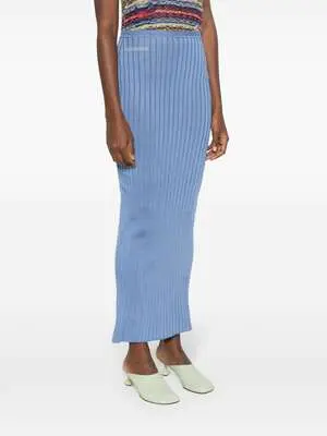 Marni Jacquard-logo Ribbed Maxi Skirt - Blue