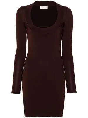 Saint Laurent Décolleté Mini Dress - Brown