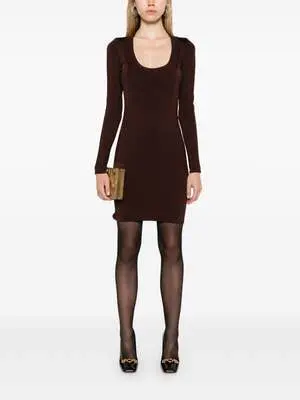 Saint Laurent Décolleté Mini Dress - Brown