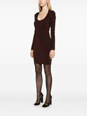 Saint Laurent Décolleté Mini Dress - Brown
