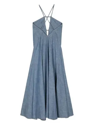 SEMICOUTURE Cut-out Chambray Maxi Dress