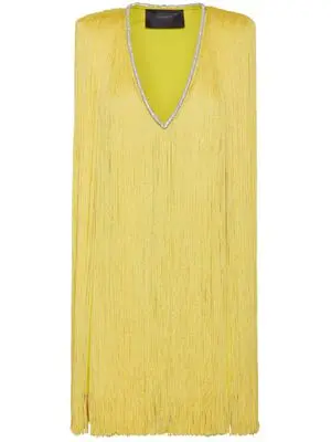 Philipp Plein Fringe Mini Dress - Yellow