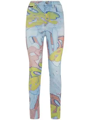 Philipp Plein Graffiti Print Skinny Jeans