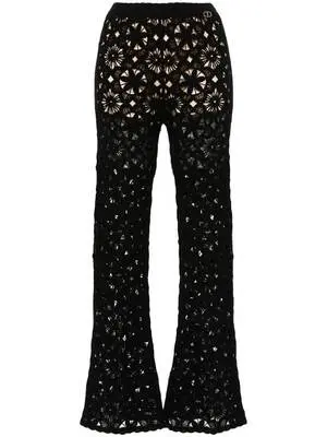 TWINSET Floral Crochet Trousers - Black