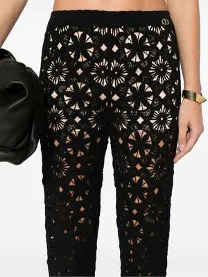TWINSET Floral Crochet Trousers - Black