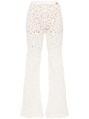 TWINSET Floral-crochet Flared Trousers - Neutrals