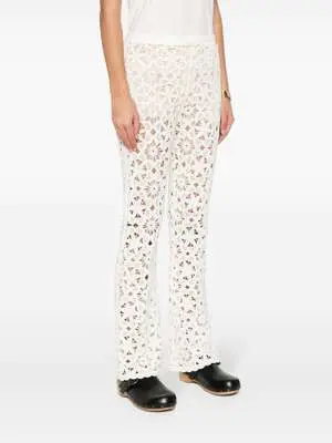 TWINSET Floral-crochet Flared Trousers - Neutrals