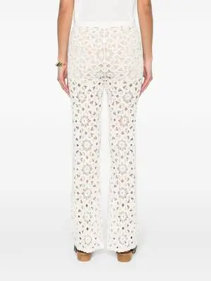 TWINSET Floral-crochet Flared Trousers - Neutrals