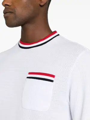 Thom Browne Pointelle-knit Cotton T-shirt - White