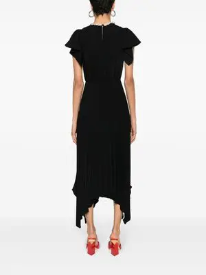 NISSA Crystal-embellished Pleated Midi Dress