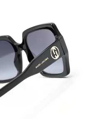 Marc Jacobs J Marc-logo Oversize-frame Sunglasses - Black