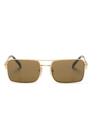 Prada Rectangle Sunglasses With Triangle Logo - Gold