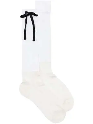 MAISON MARGIELA Couture Bow-embellishment Knee-high Socks - Neutrals