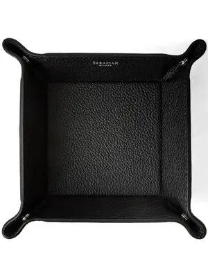 SERAPIAN Cachemire Leather Desk Tray - Black