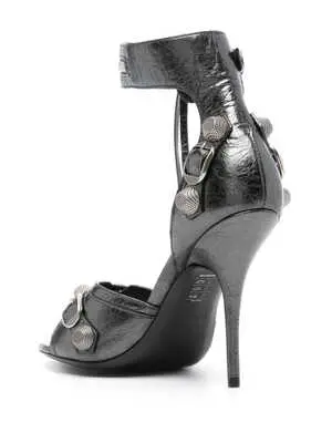 Balenciaga Cagole 110mm Leather Sandals - Grey