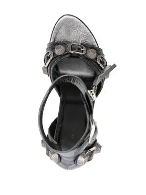 Balenciaga Cagole 110mm Leather Sandals - Grey