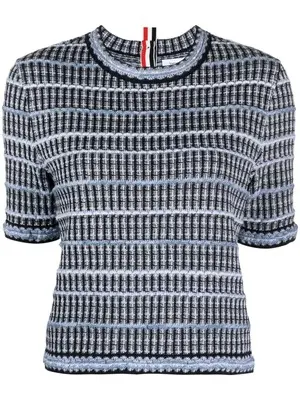 Thom Browne Crew-neck Tweed Top