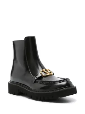Valentino Garavani Vlogo Leather Flat Ankle Boots