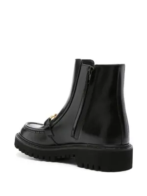 Valentino Garavani Vlogo Leather Flat Ankle Boots
