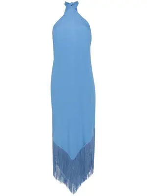 TALLER MARMO Halterneck Fringed Maxi Dress - Blue