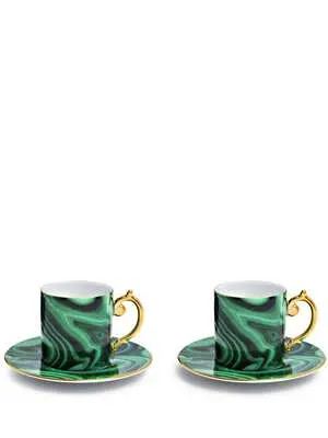 L'Objet Malachite Espresso Cup And Saucer - Green