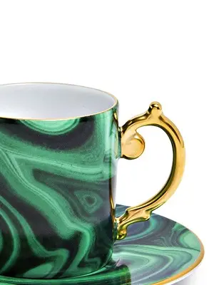 L'Objet Malachite Espresso Cup And Saucer - Green