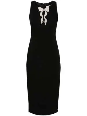 NISSA Bow-detail Crepe Midi Dress