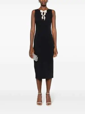 NISSA Bow-detail Crepe Midi Dress