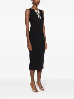 NISSA Bow-detail Crepe Midi Dress