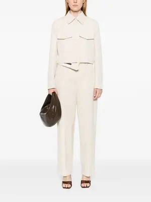 Fendi Foldover Waist Gabardine Trousers - Neutrals