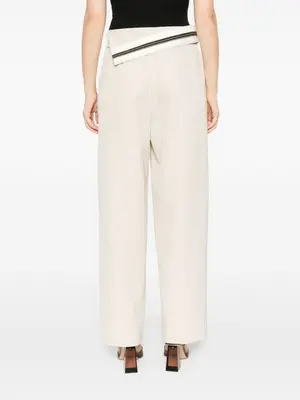 Fendi Foldover Waist Gabardine Trousers - Neutrals
