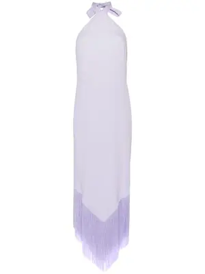 TALLER MARMO Halterneck Fringed Maxi Dress - Purple