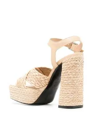 SERGIO ROSSI 130mm Raffia Platform Sandals