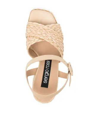 SERGIO ROSSI 130mm Raffia Platform Sandals