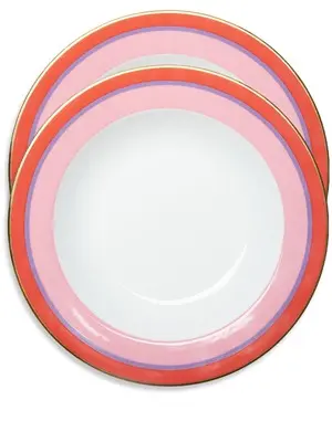 La DoubleJ Rainbow Soup Plates - Pink
