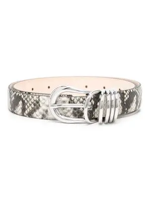 DEHANCHE Déhanche Hollyhock Snakeskin-Effect Leather Belt Neutrals