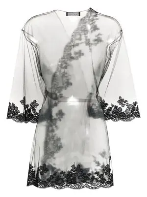Carine Gilson Lace-detail Tulle Robe - Black