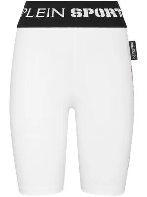 PLEIN SPORT Logo-waistband Cycling Shorts - White