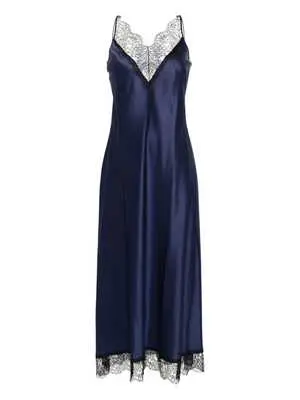 Carine Gilson Lace-detail Silk Nightdress - Blue