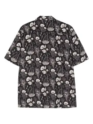 Sunspel Floral-print Cotton Shirt - Black