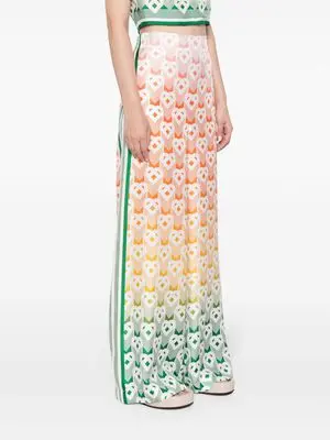 Casablanca Heart Monogram Silk Trousers