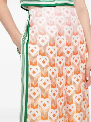 Casablanca Heart Monogram Silk Trousers