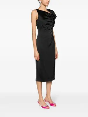 NISSA Ruffled Satin Midi Dress