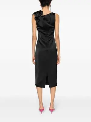 NISSA Ruffled Satin Midi Dress