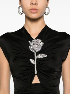 David Koma Floral-detailed Ruched Mini Dress