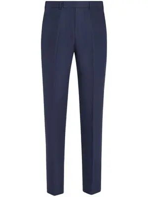 Zegna Oasi Tapered-leg Linen Trousers - Blue