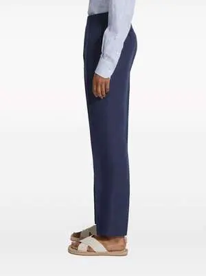 Zegna Oasi Tapered-leg Linen Trousers - Blue