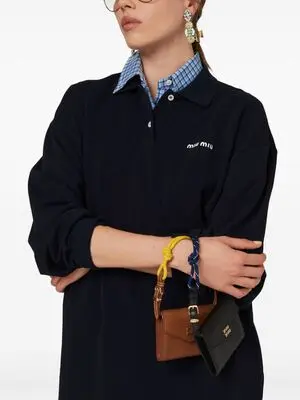 Miu Miu Logo-embroidered Piqué Polo Shirt - Blue